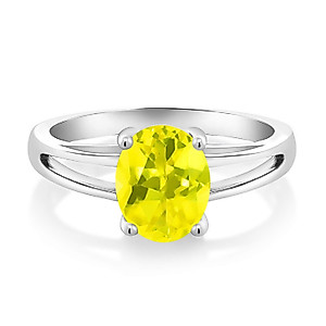 Gem Stone King 925 Sterling Silver 9X7MM Oval Gemstone Birthstone Solitaire Engagement Ring | Wedding Engagement Anniversary Promise Ring For Women | Available In Size 5, 6, 7, 8, 9