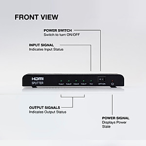 Expert Connect | 1x4 HDMI Splitter | Ultra HD 4K/2K | 1 Input - 4 outputs | Full HD/3D | 1080P | HDMI 1.4 | HDTV | PS4 / PS3 | XboxOne / 360 | DVD | Blu-ray | DTS Digital