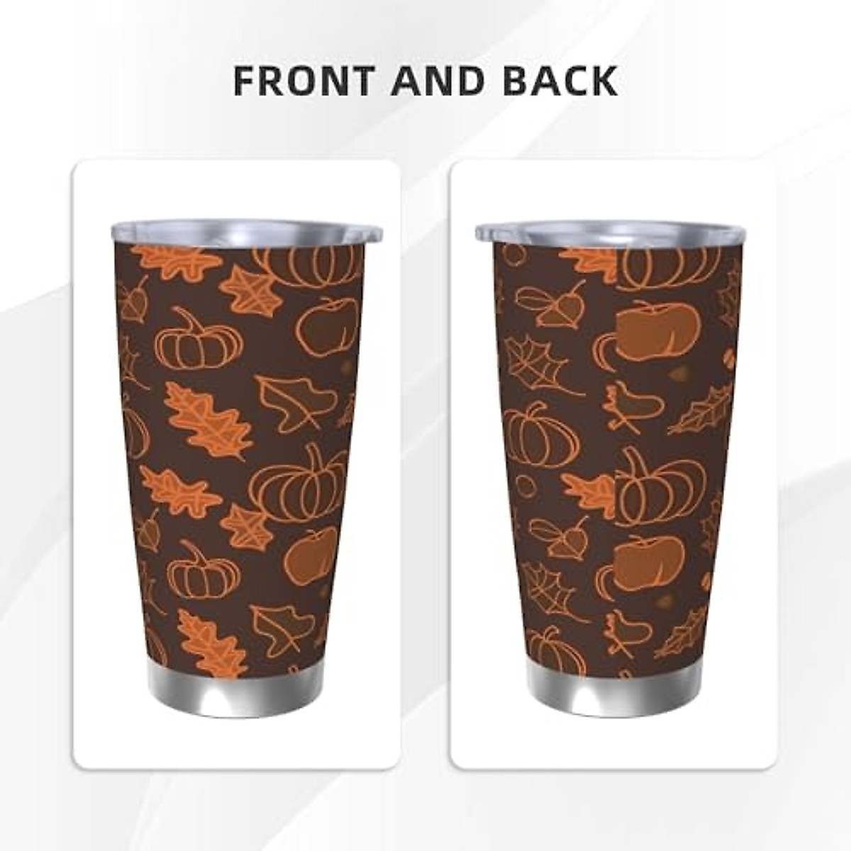 AYCZN Autumn Maple Leaves 20 OZ Tumbler Stainless Steel Travel Coffee Mug, Fall Pumpkin Insulated Water Bottle with Lid Leakproof Thermal Cup