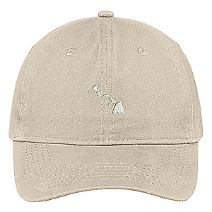 Trendy Apparel Shop Hawaii State Map Embroidered Low Profile Soft Cotton Brushed Baseball Cap - Stone