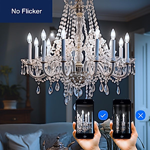 FLSNT 100W Equivalent Candelabra LED Bulbs 5000K Daylight, Dimmable LED Chandelier Light Bulbs for Dining Room, Living Room, Porch, 800LM, E12 Base, 6 Pack