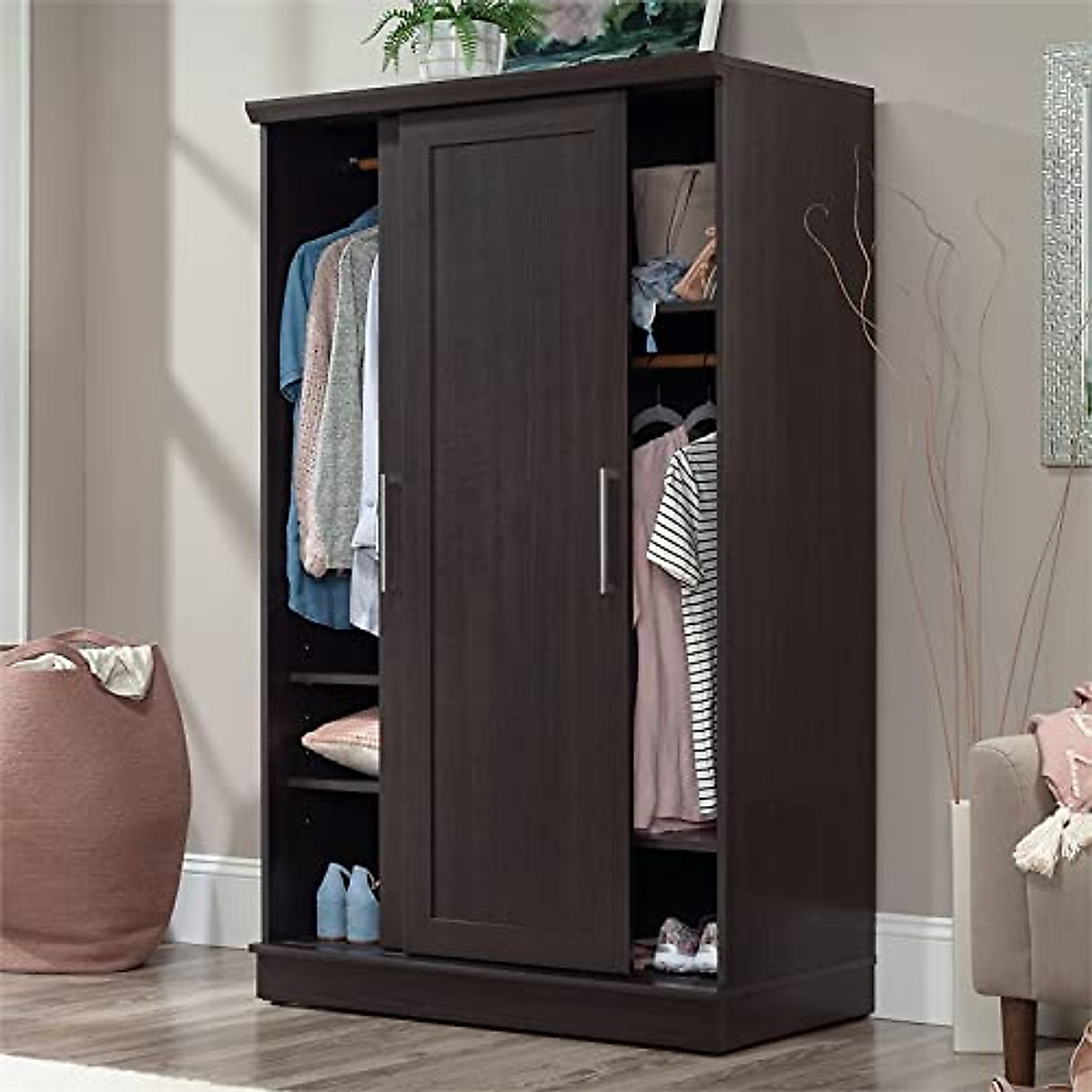 Sauder HomePlus Sliding Door Wardrobe Cabinet in Dakota Oak, Dakota Oak Finish