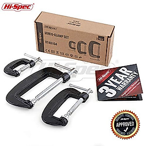 Hi-Spec 3pc Mini Small C Clamps Set. 1, 2 & 3 Inch Metal Clamps for DIY, Crafts, Woodworking & Carpentry