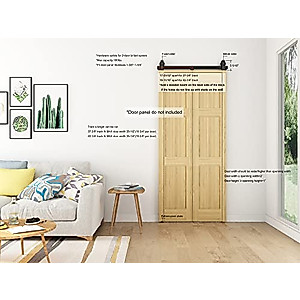 HARDJULAN 37-3/8in Bi-fold Barn Door Hardware,Heavy Duty Black Track Top Mount Kit for 2 Doors(No Door)