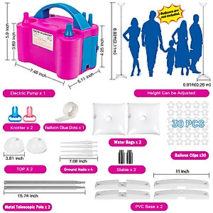 Toosci 2 Sets Balloon Column Stand and Balloon Pump, Adjustable Metal 9 Feet Balloon Stands for Floor, Balloon Column kit for Baby Shower Graduation Birthday Wedding Party