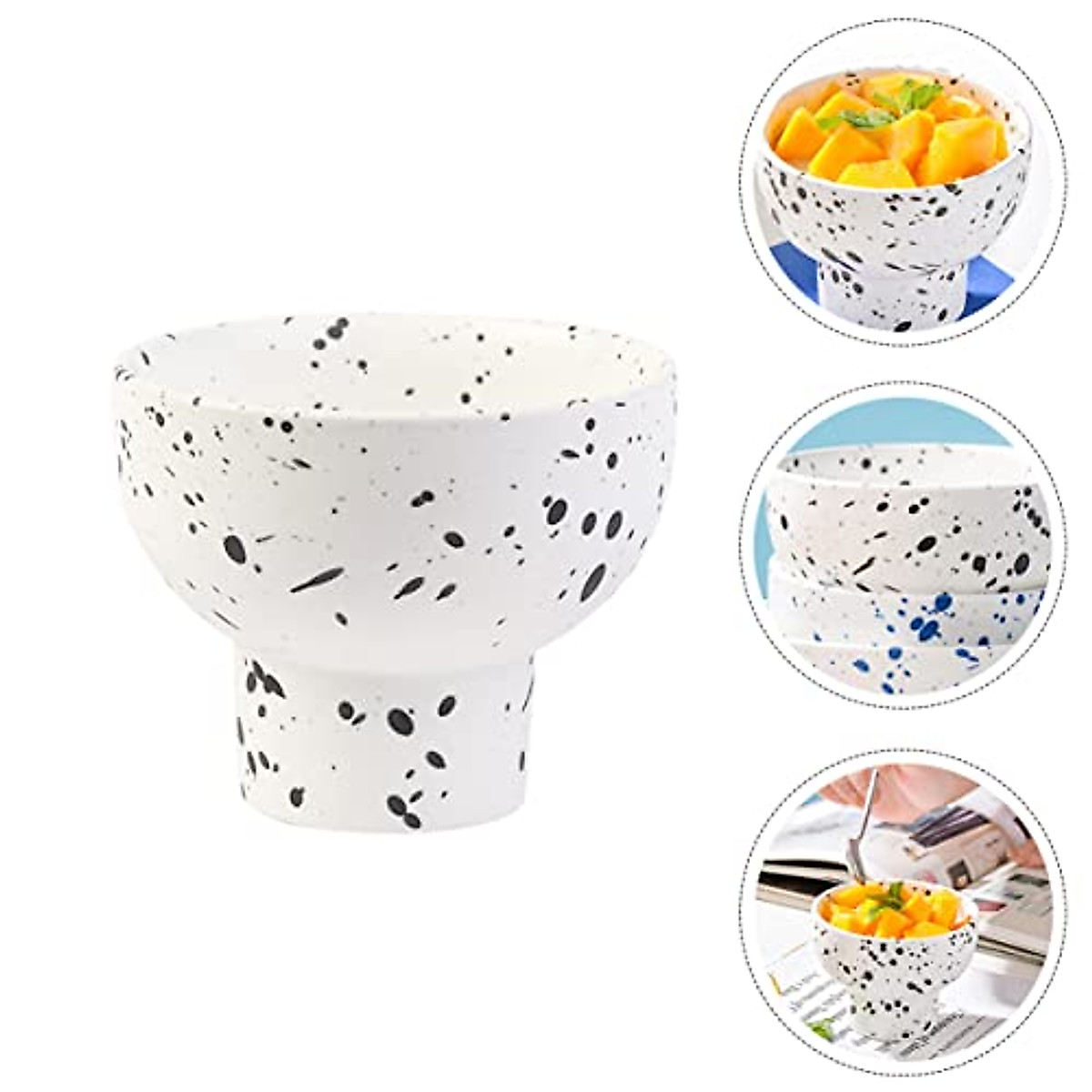 PAREKS 1pc Snack Tasters Dessert Cereal Trifle Bowls White Parfaits Yogurt Party Mixing Cups Multipurpose Milk Dishes Kitchen Soda Glass Drinking Juice Ceramic Footed Sauce