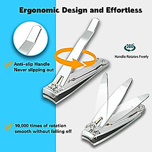 firiKer Nail Clipper Set,Premium Stainless Steel Fingernail and Toenail Clipper Cutters, Fingernail Clipper Cutters Sets with Nail File Sharp,Effortless Stainless Steel Nail Clippers for Men & Women
