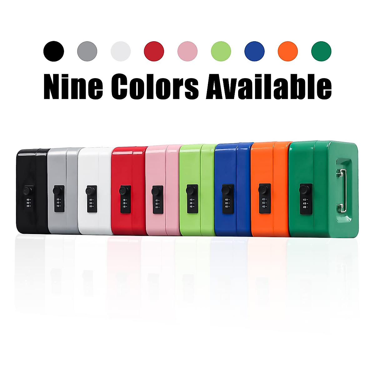 KYODOLED Medium Cash Box with Combination Lock Safe Metal Money Box with Money Tray for Security Lock Box 7.87"x 6.30"x 3.54" Black Medium