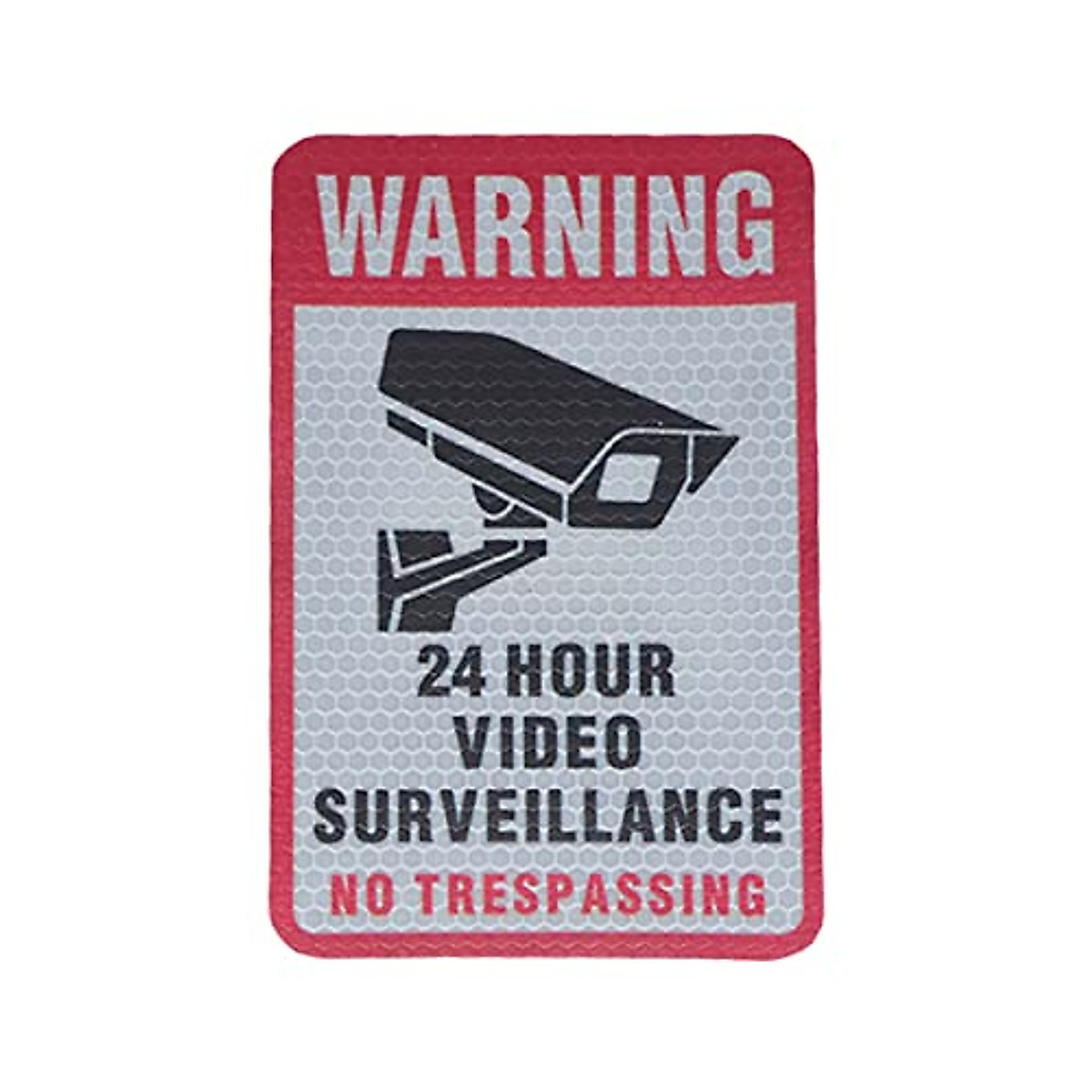 5 Pieces 24 Hours Video Recording Surveillance No Trespassing Sign Sticker. Self Adhesive 5.9 X 4 Inch, It Is Made of Reflective Film,Printed With UV Ink,Waterproof and Sunscreen, Not Fade.
