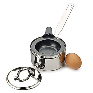 RSVP International Endurance Single Egg Poacher Set | Perfectly Poached Eggs | Includes Stainless Steel Pan | Dishwasher Safe