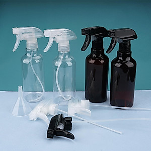 Hethyo 4 pack Plastic Spray Bottles Empty Spray Bottle 16.9oz/500ml Heavy Duty Spraying Bottles Mist/Stream Water Bottle for Cleaning Solutions, Essential Oils, Hair, Cooking (2Clear&2 brown)
