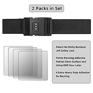 Child Baby Safety Strap Lock Latch for Fridge Refrigerator Freezer Cabinet Drawer RV Oven, (2 Packs) 1000 Combination Reusable Toddler Kids Proof Door Safe Locks Easy to Install No Damage (Black)