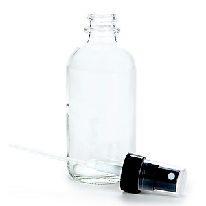 Vivaplex, 6, Clear, 4 oz Glass Bottles, with Black Fine Mist Sprayers