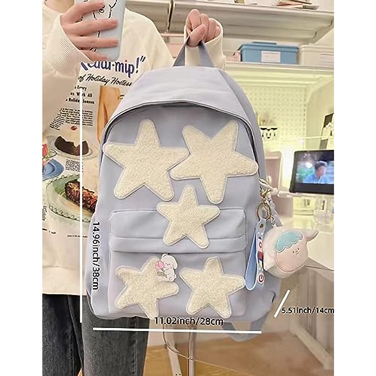 irLocy Star Backpack Y2K Backpack Preppy Backpack Aesthetic Backpack Kawaii Cute Back to College Preppy Y2K Accessories (pink)