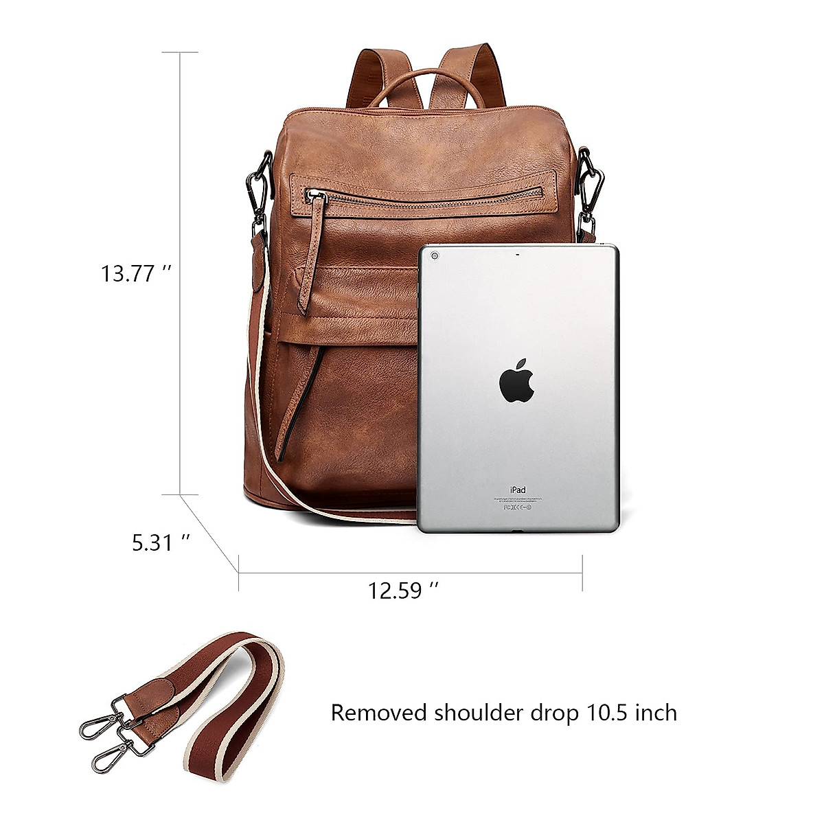 BROMEN Backpack Purse for Women Fashion Leather Designer Travel Large Ladies Shoulder Bag with Women Wallets