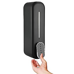 Wall Mounted Soap Dispenser 300ml Drill Free with Adhesive Manual Liquid Hand Soap Box Shower Shampoo Conditioner Dispenser for Toilet Bathroom Hotel Kitchen(Black)