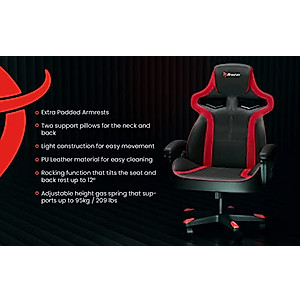 Arozzi - Milano Ergonomic Computer Gaming/Office Chair with Swivel, Tilt, Rocker, Adjustable Height and Adjustable Lumbar Support - Red