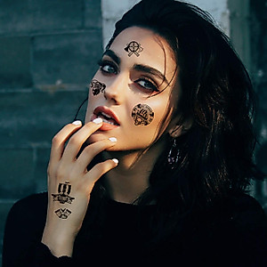 Konsait 130+ Tiny Pirate Temporary Tattoos, Black Viking Pirate Fake Tattoos Body Art Stickers for Girls Boys Kids Party Bag Filler Children's Birthday Gift Pirate Party Supplies Favors Face Hand Arm