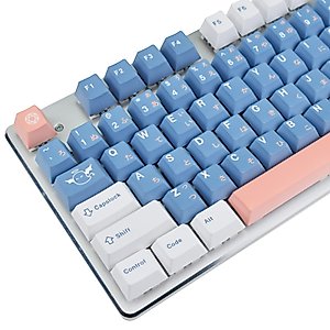 MOLGRIA Keycaps Dreams, 129 Set Blue Pink Dreamland Keycaps for Gaming Keyboard, PBT Cherry Profile Dye Sublimation Keycap for Gateron Kailh Cherry MX 104/87/74/61 60 Keyboard