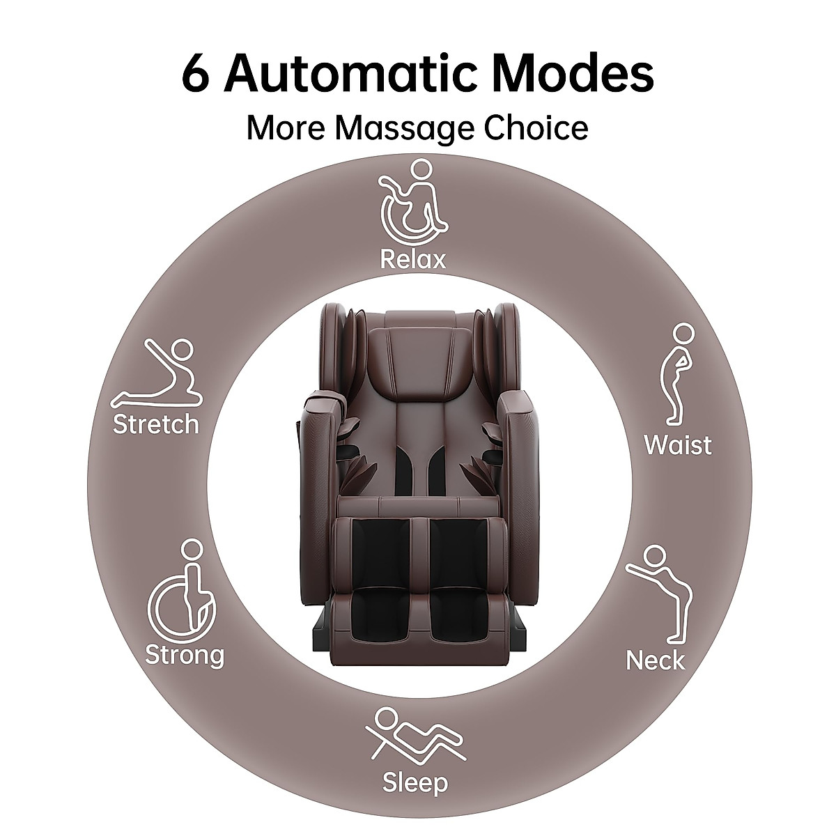 SMAGREHO 2024 New Massage Chair, Zero Gravity and Full Body Airbags Massage, 6 Auto Modes, 8 Fixed-Point Massage Rollers and Waist Heating (Brown)
