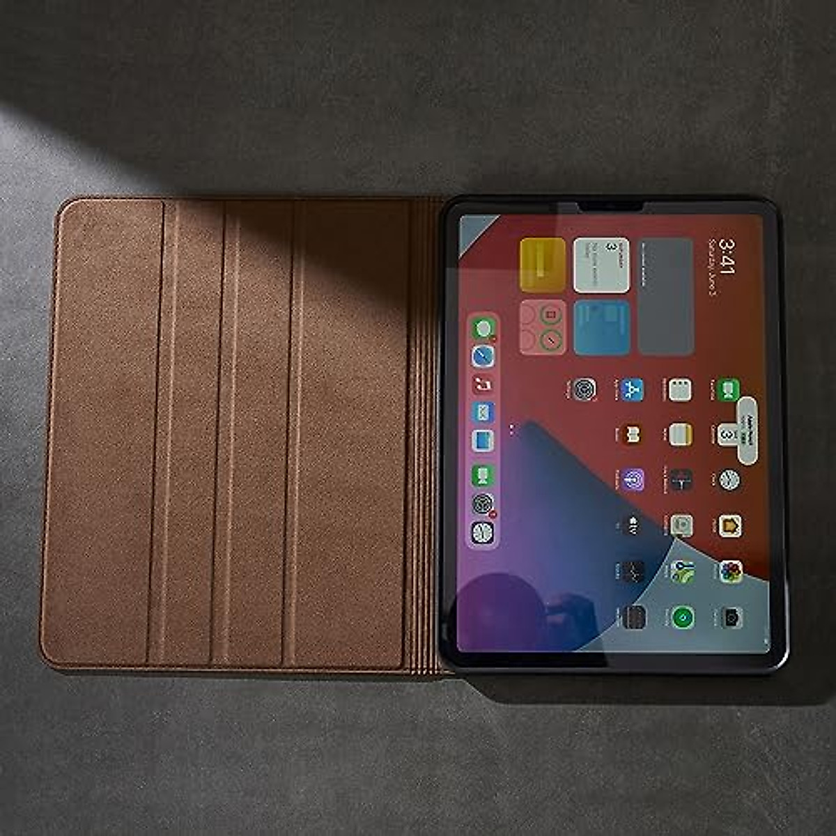 Gexmil Leather Case for iPad Air 11 Inch M3 2025/ M2 2024,iPad Air 10.9 Inch Case 5th/4th Generation 2022/2020, Top Grain Leather Cover Auto Sleep/Wake, Adjustable Stand,Buffalo Pattern