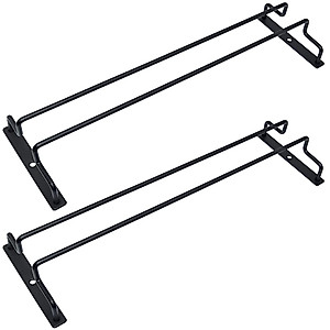 zoohot 35.5cm Wine Glass Rack - Under Cabinet Stemware Wine Glass Holder Glasses Storage Hanger Metal Organizer Black (1 Rows, 2 Pack)