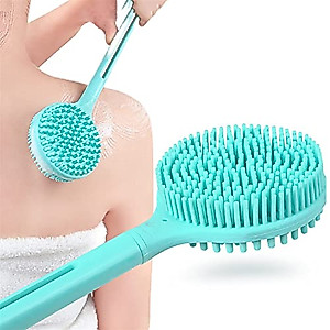 INGVY Dry Brushing Body Brush Bath Back Body Bath Shower Silicone Scrubber Brushes with Handle Exfoliating Scrub Skin Massager Exfoliation Bathroom Brush
