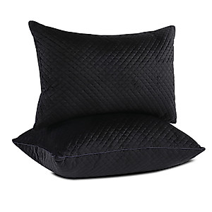 GOHOME Soft Pillows for Sleeping - Hotel Collection King Size Pillows 2 Pack for Side, Back and Stomach Sleepers, Velvet Bed Pillows with Adjustable Filling, Black 20"x36"