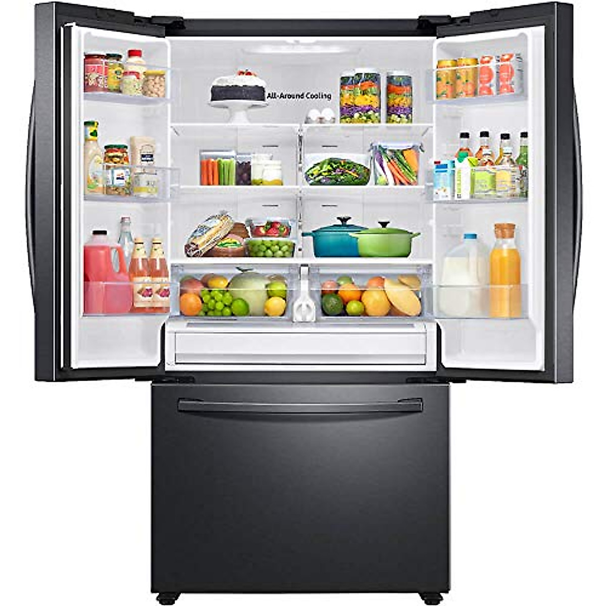 SAMSUNG RF28T5001SG 28 cu. ft. Large Capacity 3-Door French Door Refrigerator in Black Stainless Steel