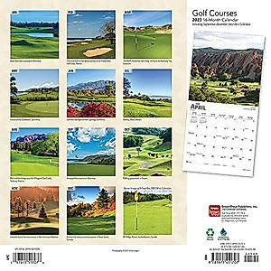 Golf Courses | 2023 12 x 24 Inch Monthly Square Wall Calendar | BrownTrout | Golfing Sport