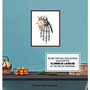 Original Flower Hand Skeleton Wall Art Print - Unique Steampunk Anatomy - Gothic Home Decor for Dr Office - Gift for Doctor, Physician, Nurse, PA - 8x10 Unframed Photos - Orthopedic Bones Poster
