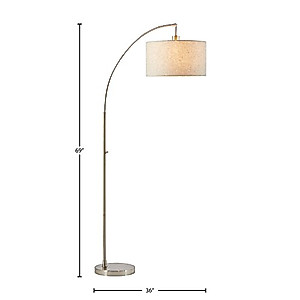 Amazon Brand – Rivet Modern Arc Standing Floor Lamp with Grey Fabric Shade, Bulb Included, 69"H, Steel