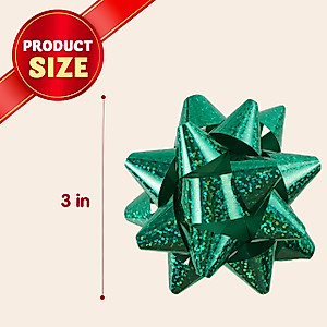 JOYIN 75 PCS 3 Inch Christmas Self Adhesive Gift Bows and 2 Rolls of Christmas Curling Ribbons for Baskets, Wine Bottles Decoration, Gift Wrapping and Decoration Present