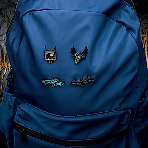 Officially Licensed DC Comics Unisex Adult Batman Enamel Lapel Pin Set (4 piece), Grey, One Size