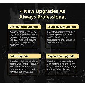 Kinboofi KZ ZSN PRO X in Ear Earphone 1BA 1DD HiFi Bass Earbuds Headphone, Noise Cancelling Headset Metal IEM with Removable C Pin Cable (Black with Microphone)