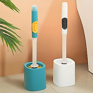 SAAKO Toilet Bowl Brush and Holder Set Home Toilet Brush Plastic Long Handle Hydraulic Toilet Cleaner Brush Bathroom Cleaning