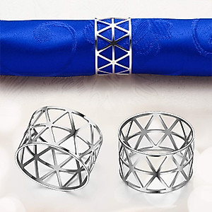 Patelai 12 Pieces Christmas Napkin Rings Hollow Out Napkin Holders Xmas Napkin Buckle Metal Napkin Rings for Christmas Thanksgiving Wedding Party Dinner Table (Silver)