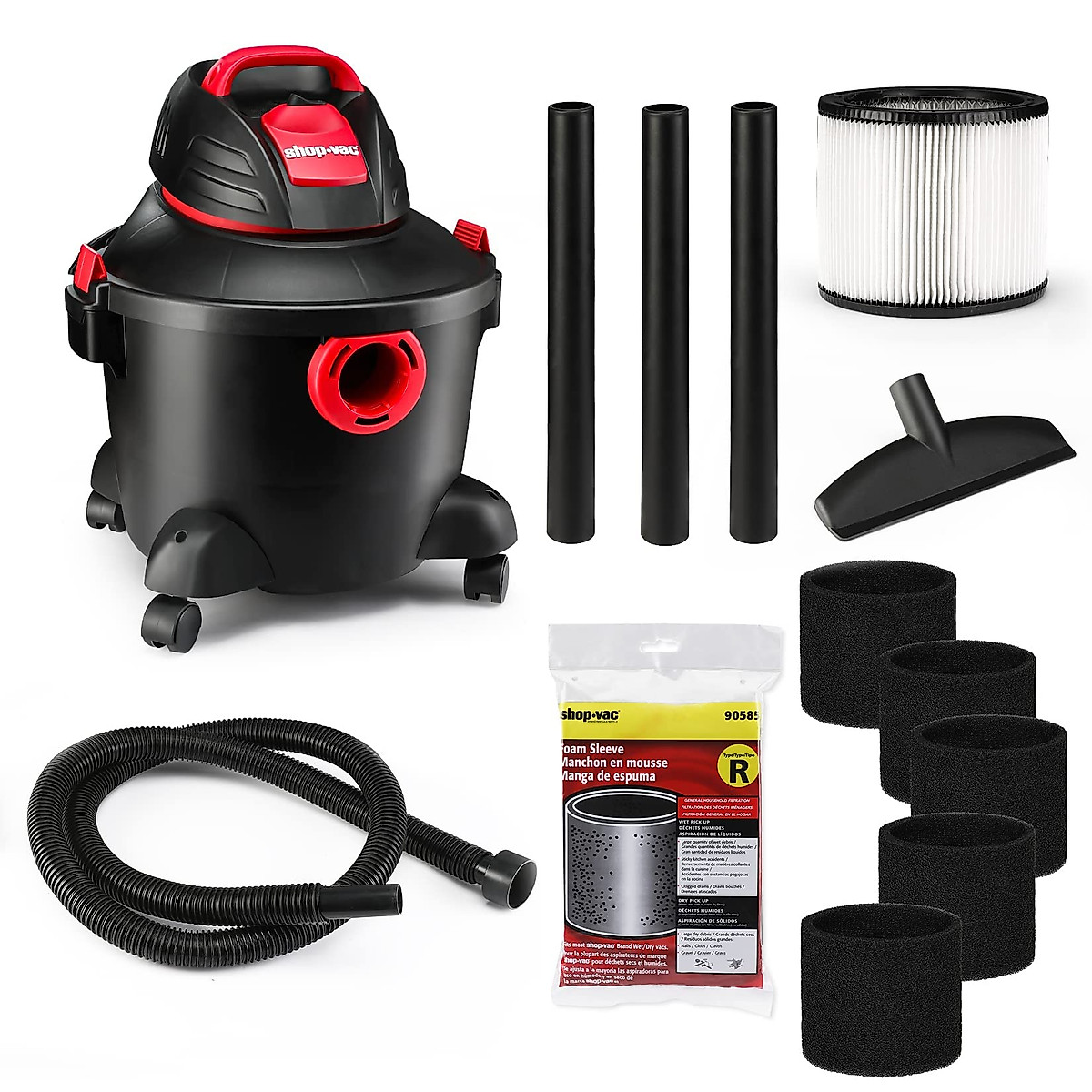 Shop-Vac 6 Gallon 3.0 Peak HP Wet Dry Vacuum+ 90585 Foam Sleeve Filter