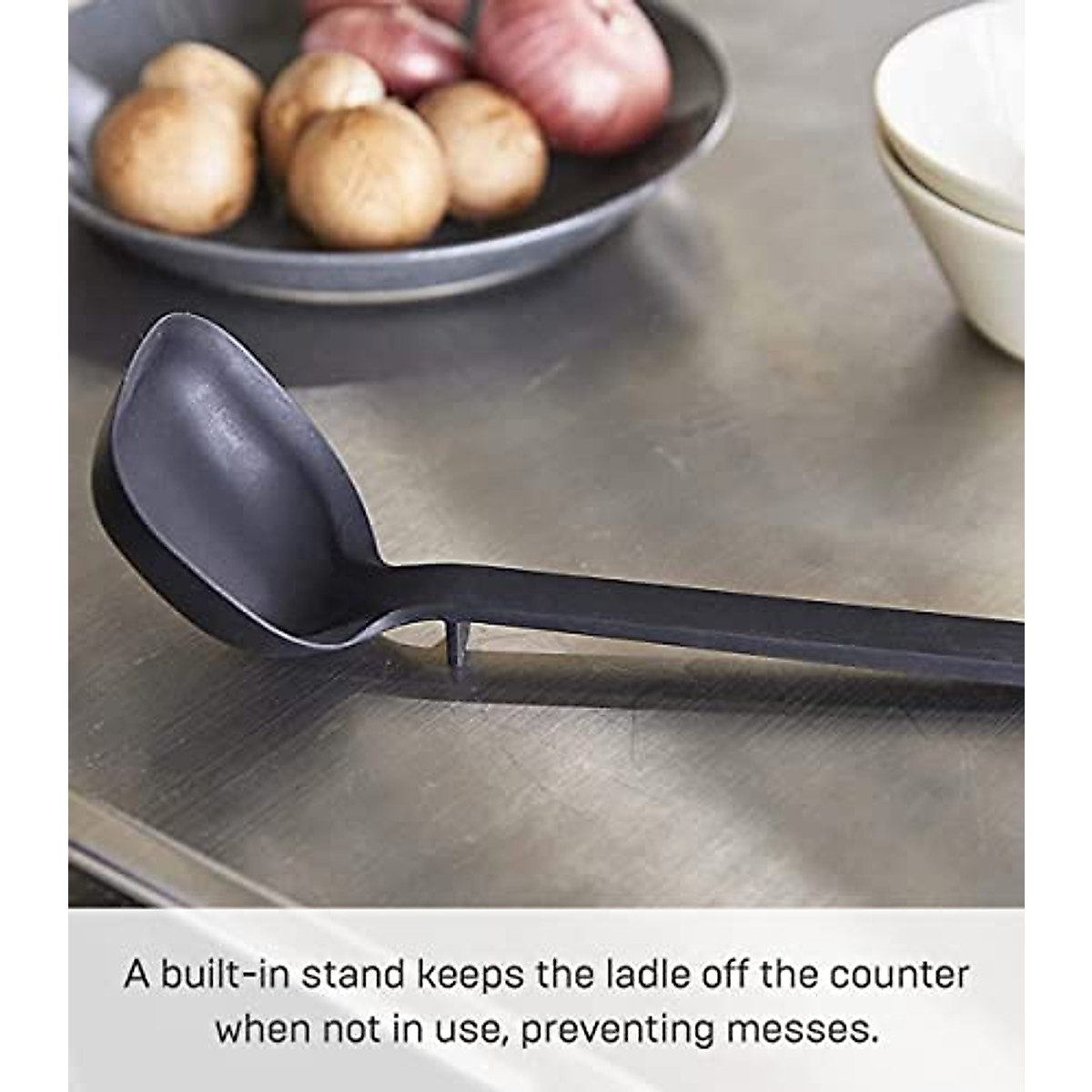 Yamazaki Home Tower Silicone Ladle - Ladle - Silicone, Black