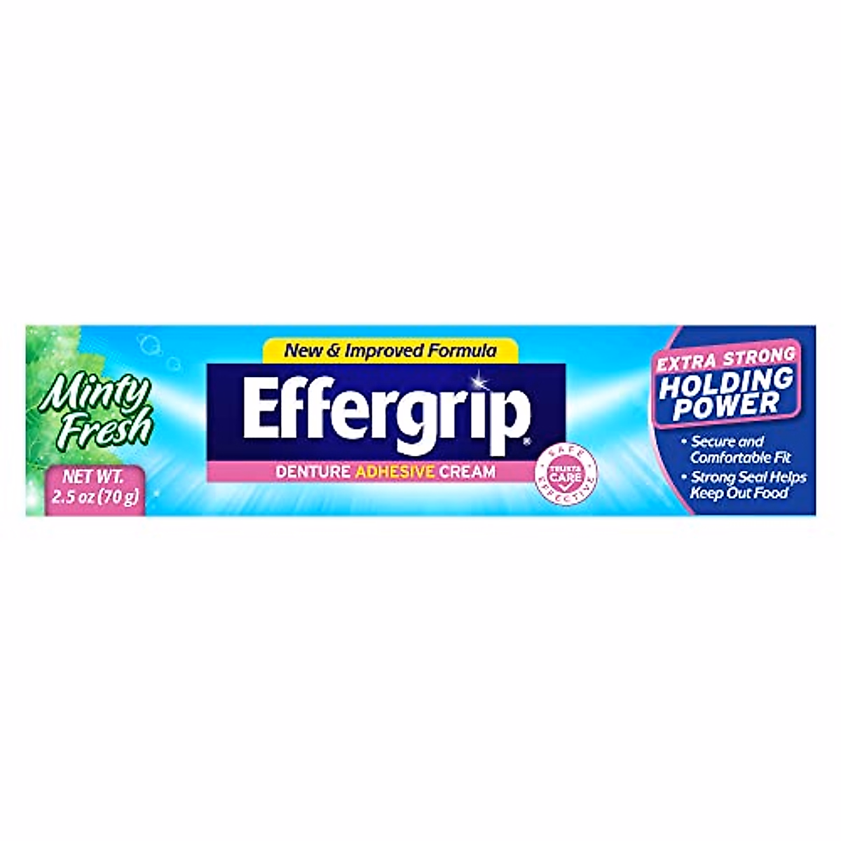 Effergrip Denture Adhesive Cream, Extra Strong Holding Power, 2.5 oz