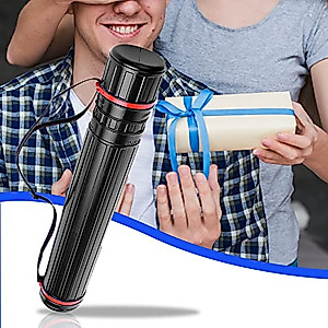 TOOYFUL Extendable Poster Tubes Expand from 18”to 28'' with Shoulder Strap, Carry Documents, Blueprints, Drawings and Art, Black Portable Storage Cases
