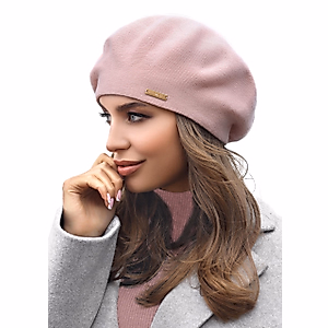 Braxton Pink - Warm Lined Wool Knit Berets - French Paris Hat for Women