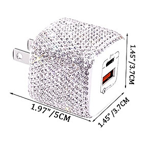 USB C Wall Charger 20W Bling PD & QC 3.0 2 Port Charger with 20W Mini USB-C Power Adapter Compatible with iPhone iPad AirPods Samsung Galaxy and More