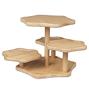 Parmedu 5-Tier Bamboo Cupcake Tower Stand: for 50 Cupcakes, Wooden Cake Stand in Cloud Shape - Tiered Tray Decor, Cupcake Holder with Patent Design for Tea Party, Coffee Break, Festival, Birthday etc