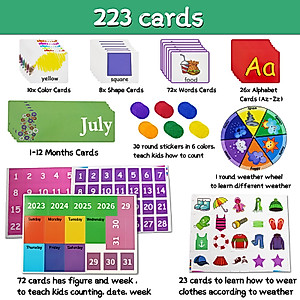 KIKIGOAL Circle Time Center Classroom Pocket Chart Educational Pocket Chart Teaching Materials Learning Calendar Weather Counting Letter Color Shape etc