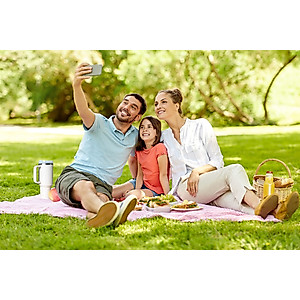 KISSKIND 40 oz tumbler with handle Travel Mug Straw Covers Cup with Lid Insulated Quencher Stainless Steel Water Iced Tea Coffee Gift HOT PINK