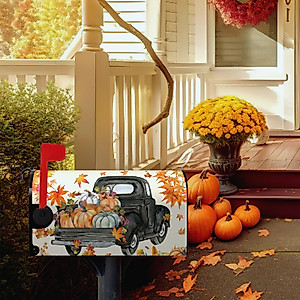 Dacawin Fall Harvest Mailbox Covers Magnetic Standard Size Thansgiving Pumpkin Mailbox Post Cover Maple Leaves Truck Mailbox Decor Waterproof Mailbox Wraps Mail Cover for Garden Yard 21 * 18 Inch