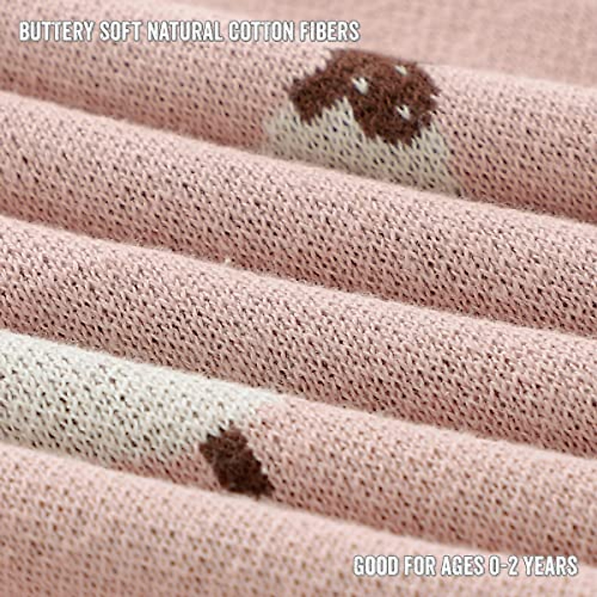 Bleu La La Luxury Knit Baby Receiving Blanket - 100% Cotton Soft Cozy Lightweight Receiving Swaddler Crib Stroller Blanket for Shower Gift Registry for Newborns Infants Toddlers (Sheep - Light Pink)