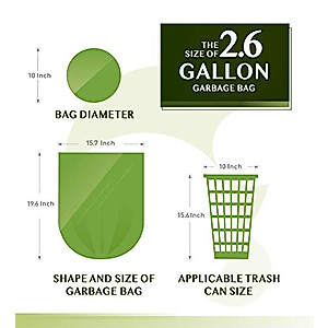 Small Trash Bags - FORID 2.6 Gallon Compostable Garbage Bags 150 Count Mini Strong Trash Can Liners 10 Liter Unscented Wastebasket Bags for Kitchen Bathroom Home Office (5Rolls/Green)
