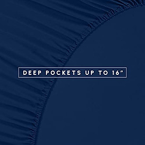 Elegant Comfort® Wrinkle Resistant - Silky Soft Dobby Stripe Bed-in-a-Bag 8-Piece Comforter Set -HypoAllergenic - King Navy Blue